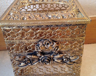 Gold tissue box | Etsy