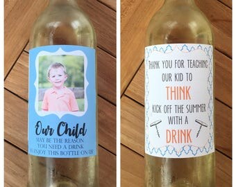 Teacher wine label | Etsy