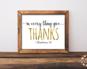 In everything give thanks 1 Thes 5 Bible verse scripture vinyl