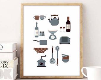 Modern kitchen art | Etsy