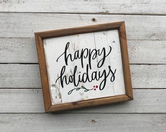 Holiday wood sign | Etsy