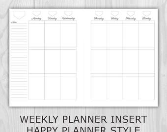 Weekly Planner Printable Horizontal Layout A5 Size Undated