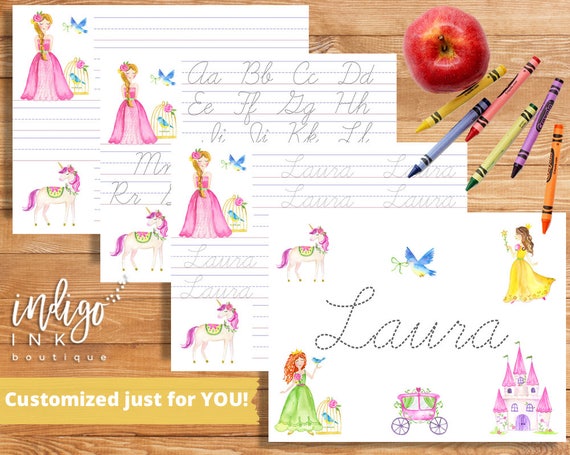 School Supplies Cursive Handwriting Practice | 2nd Grade Name Practice ...