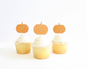 Pumpkin Cupcake Toppers // Fall Party Decoration // Halloween