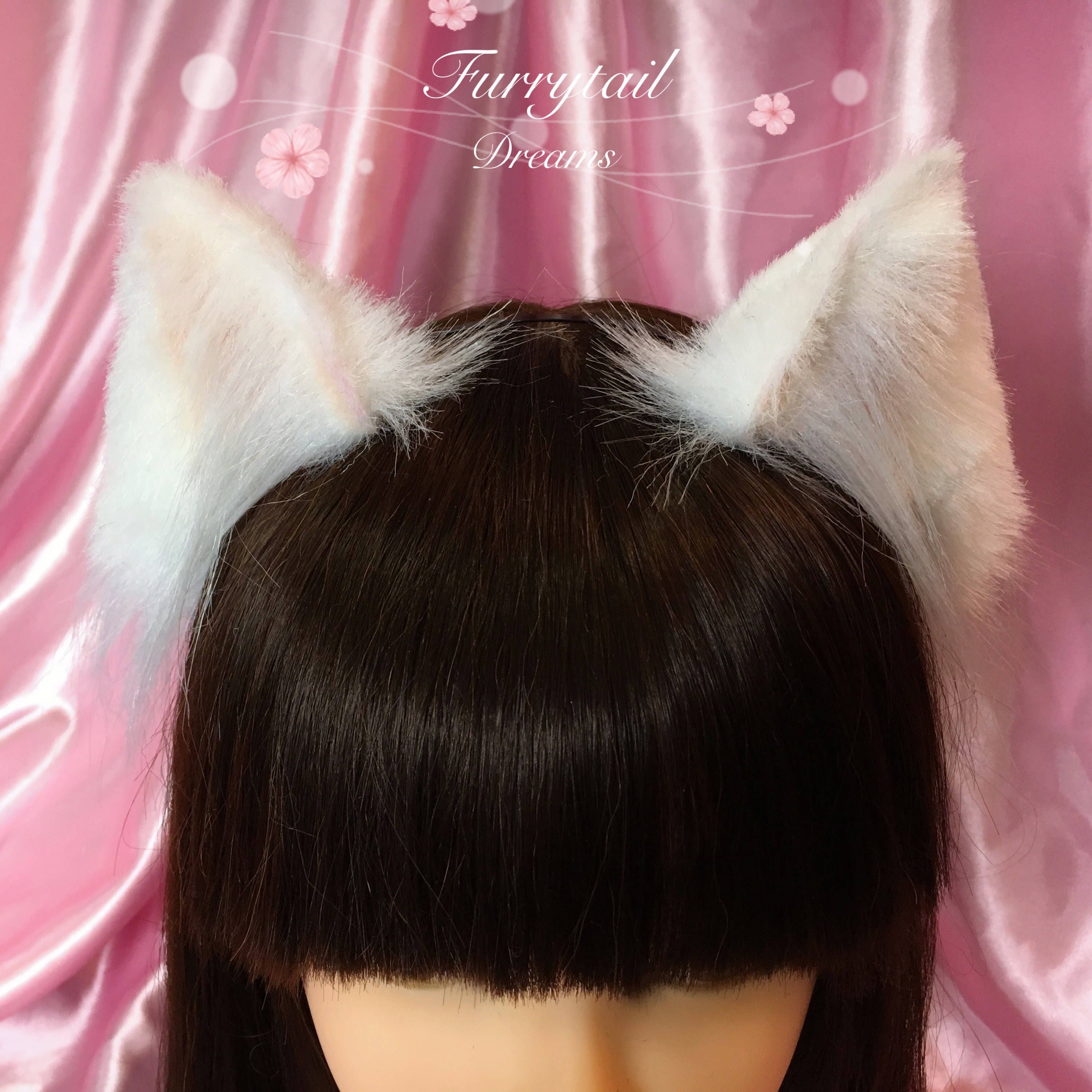 White Cat Ears Headband