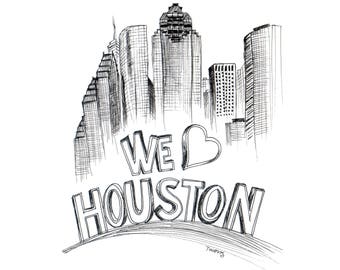 Houston skyline | Etsy