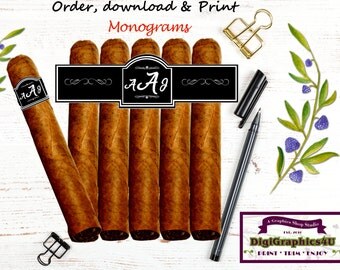CIGAR BANDS Digital Printable Collage Sheet Vintage Cigar