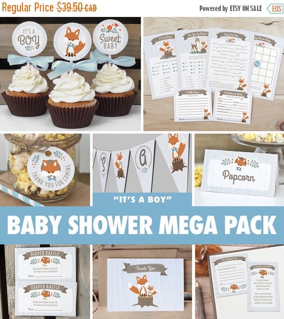 SALE Boy Woodland Baby Shower Mega Pack // INSTANT DOWNLOAD