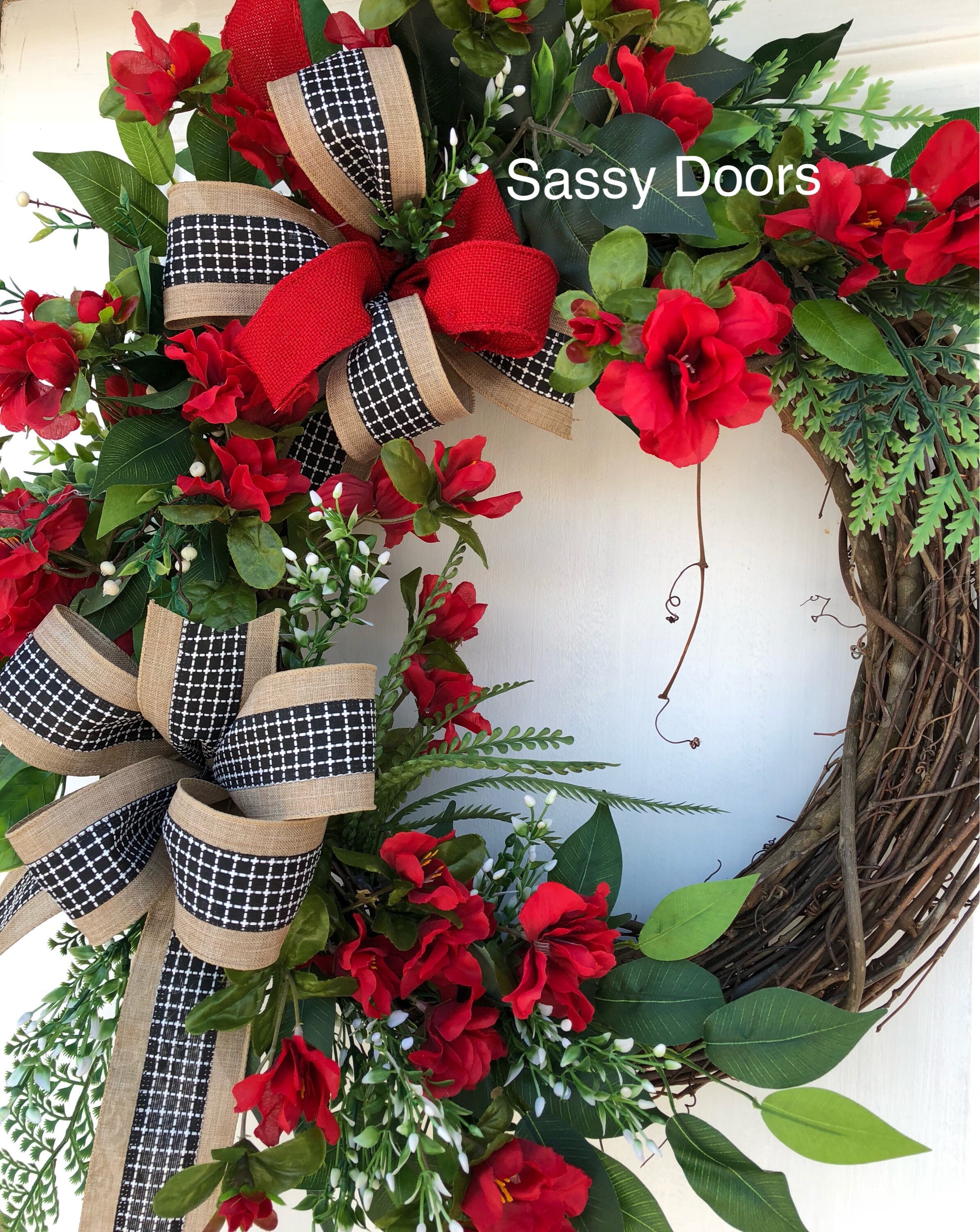 Red Wreath, Everyday Wreath, Grapevine Wreath, Spring Wreath, Summer ...