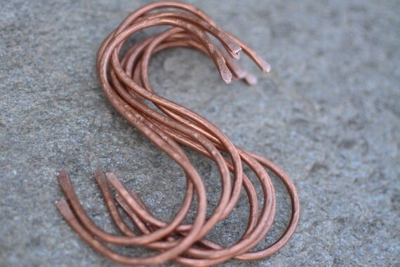 Set of 6 Hand forged Copper S hooks hangers pot rack hooks