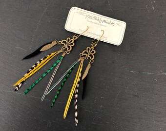 CUSTOM Leather Feather Earrings Bird Feather Earrings Made