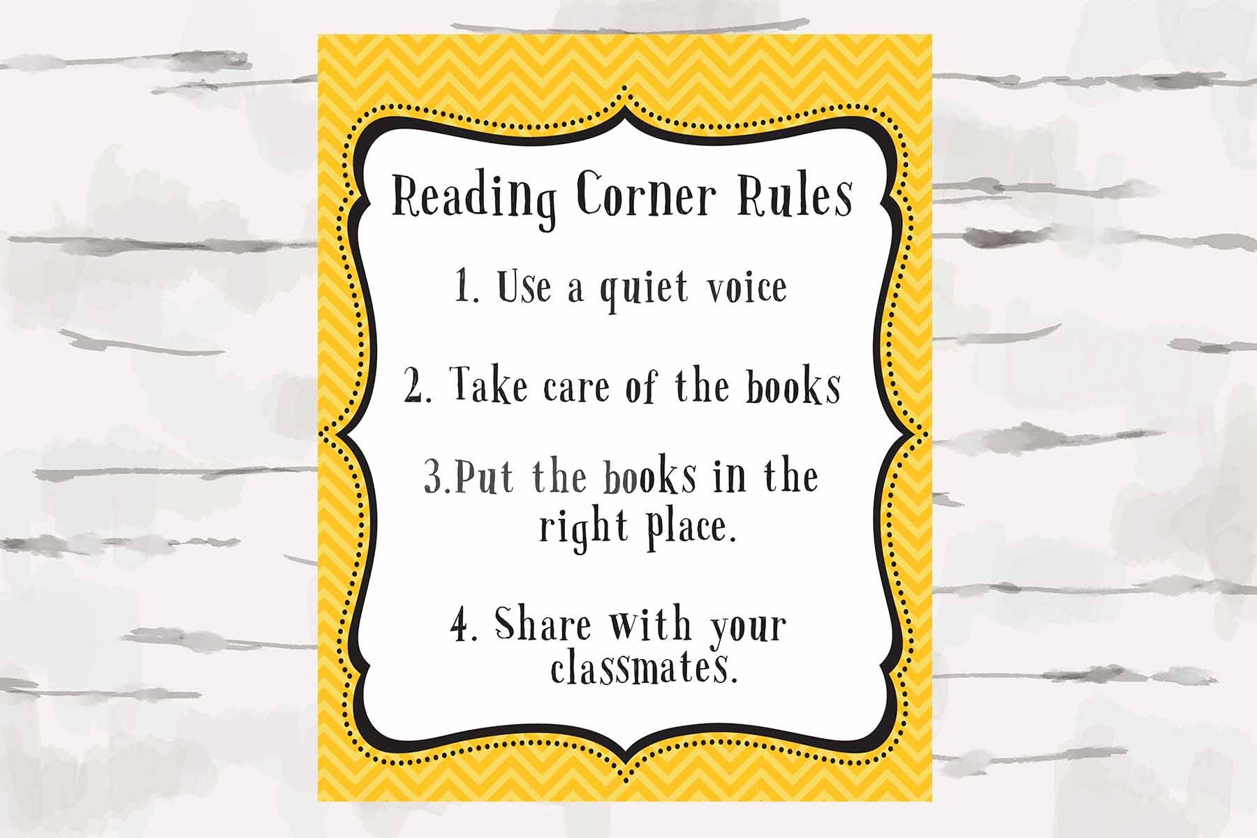 yellow-chevron-reading-corner-rules-instant-download-8x10