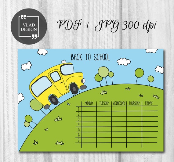 Printable School timetable School bus timetable template