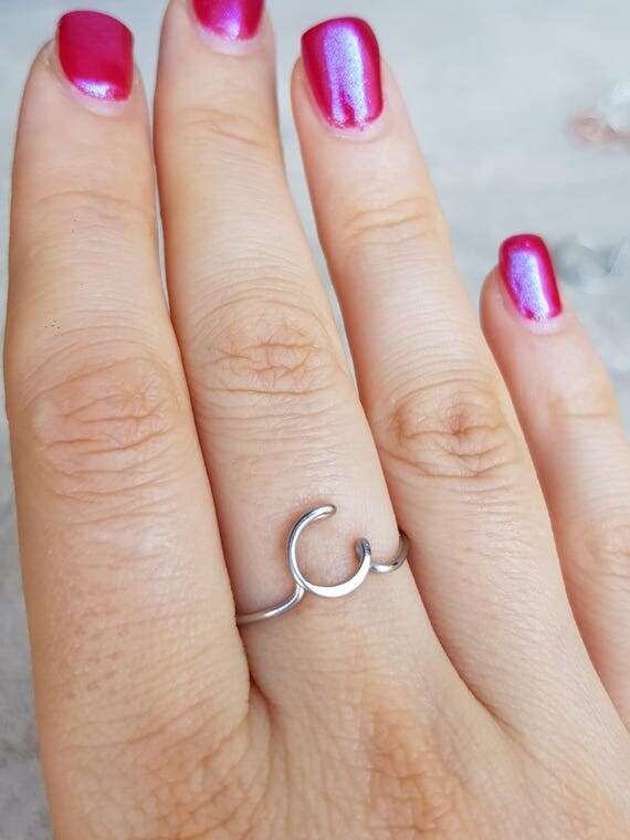 Initial ring letter C ring personalized wire initial ring