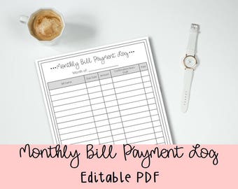 Monthly Budget Form PDF Printable File Instant Digital