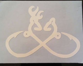 Fishing Hooks Heart Vinyl Decal Sticker