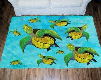 Sea turtle rug | Etsy