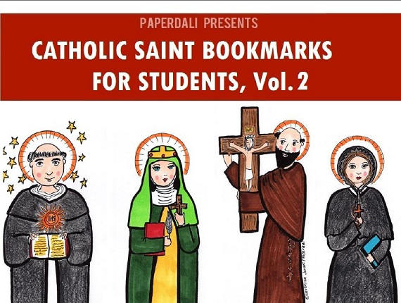 Catholic Saint Bookmarks for Students to Print and Color Vol.