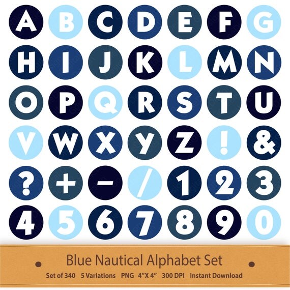 Nautical Digital Alphabet Letters Nautical Scrapbook Alphabet Download ...