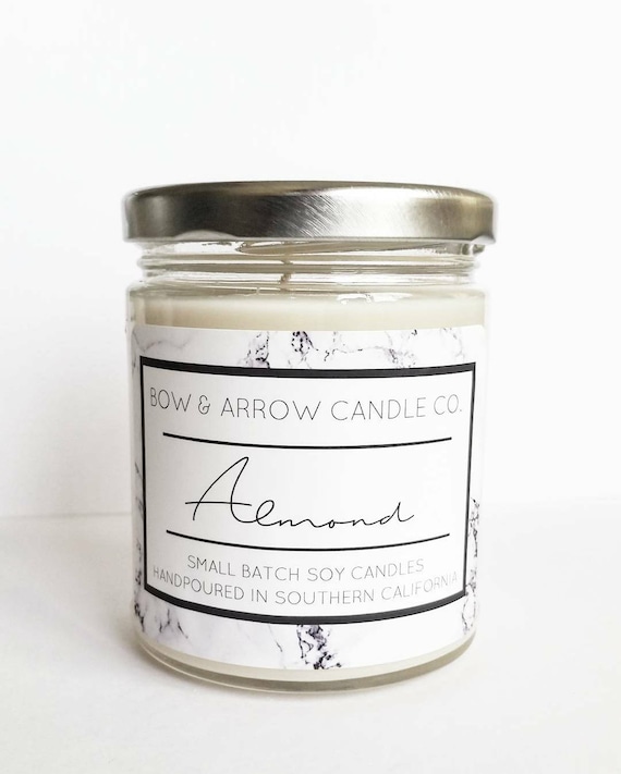 Natural Soy Candle Almond Scented 7 oz Jar Candle Almond