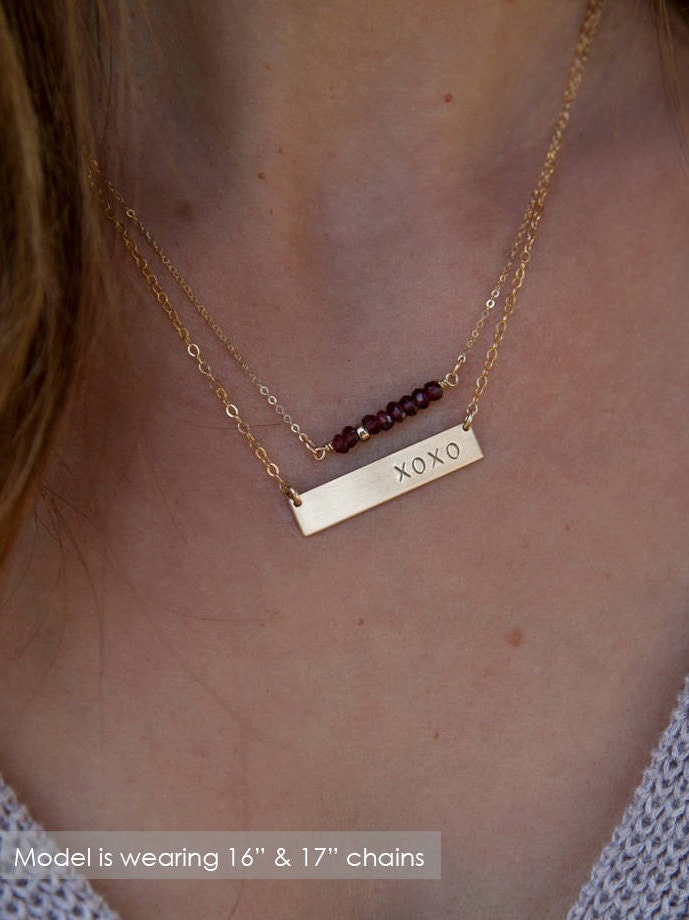 Custom Name Necklace Silver Name Bar Gold Bar Initial