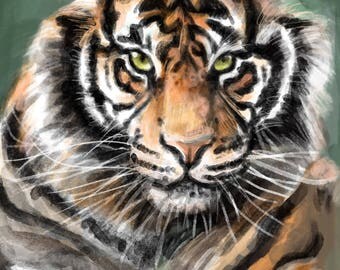 Tiger watercolor | Etsy