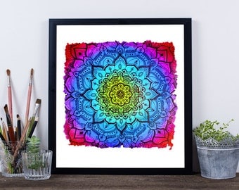 Watercolor mandala | Etsy