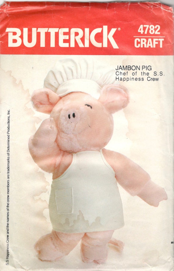 Butterick 4782 264 1980s Jambon PIG Pattern S S Happiness Crew