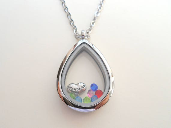 Floating Charm Locket Necklace Birthstones Necklace Mothers