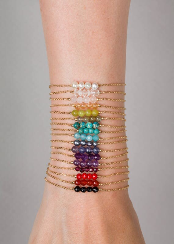 Gemstone Bead Bracelet Birthstone Necklace Bead Bar Gold