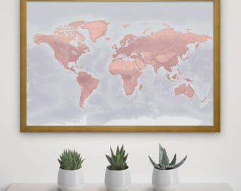 Push pin world map | Etsy