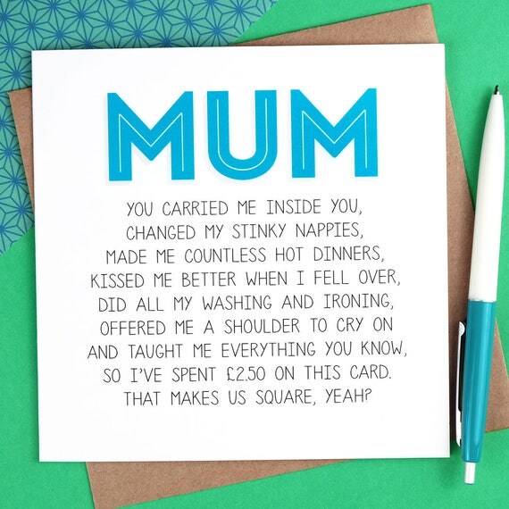 Funny Birthday Card For Mum Funny Mothers Day Card Mum