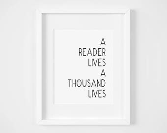 Book Quote Poster George R.R. Martin Quote A Reader Lives a