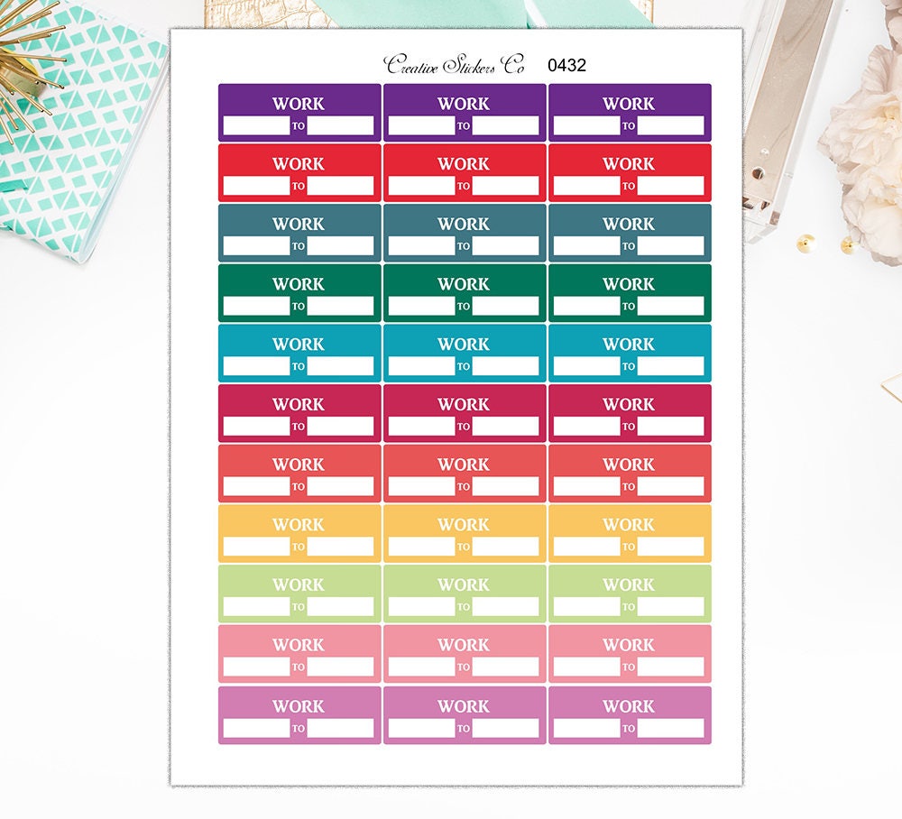 Work Schedule Stickers Work Schedule Planner Stickers 0432