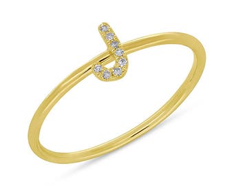 Diamond letter ring pave diamond initial ring