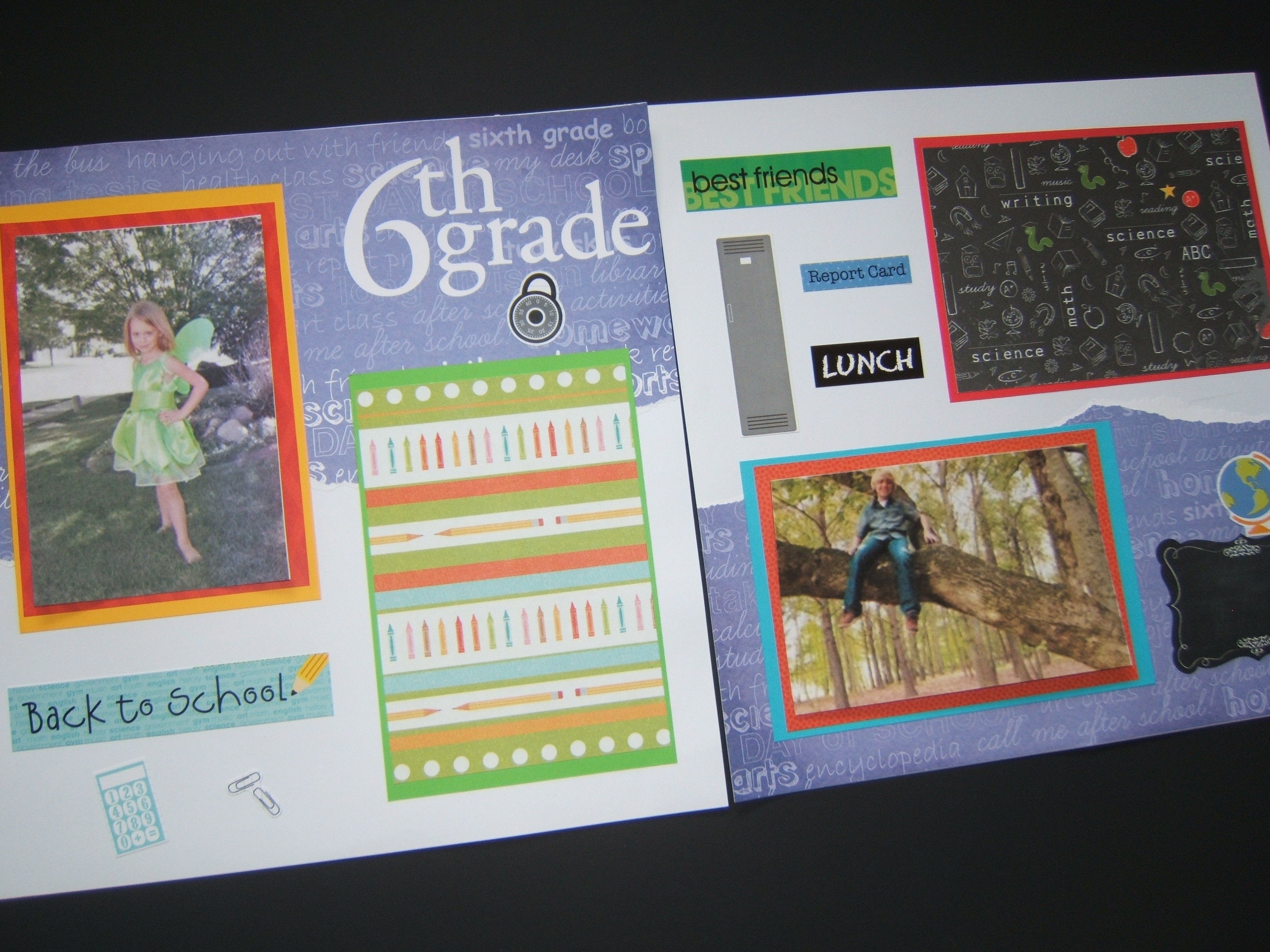 Sixth Grade Scrapbook Pages Back to School Pages Premade