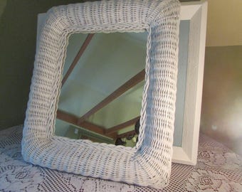 White wicker mirror | Etsy