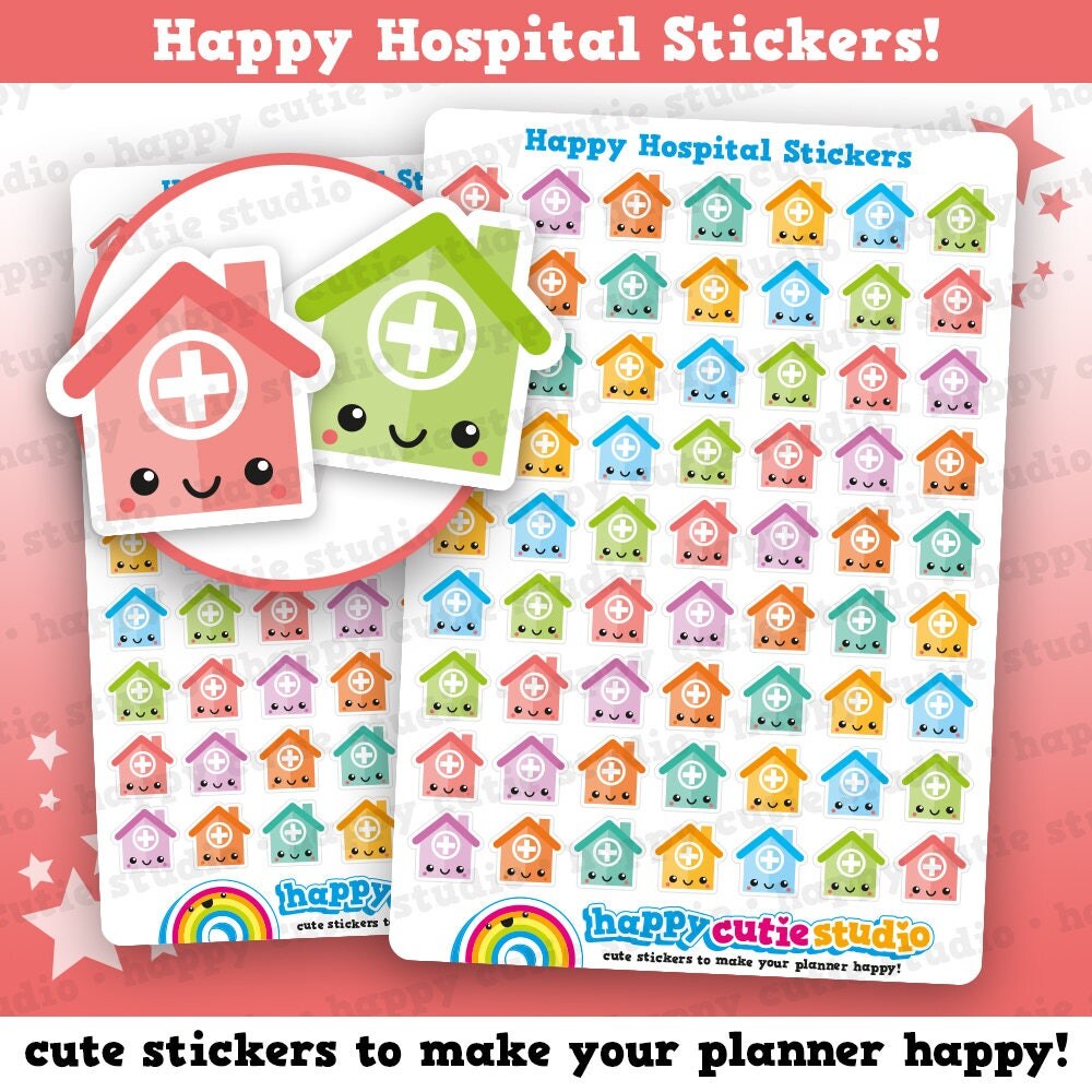 63 Cute Happy Hospital Planner Stickers Filofax Erin
