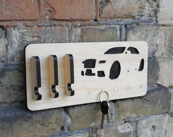 HOME Laser Cut Engraved Key Holder for Wall Wooden Key Rack