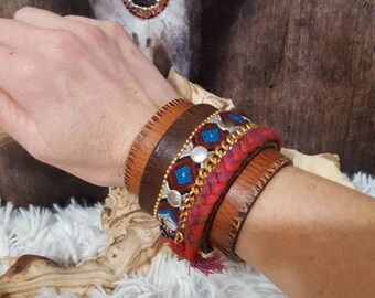 Leather wrist cuff | Etsy