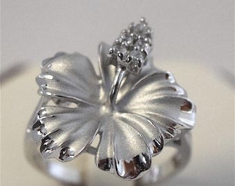 Hawaiian Hibiscus Engraved Titanium Ring