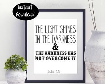 John 1:5 The light shines in the darkness the darkness has not