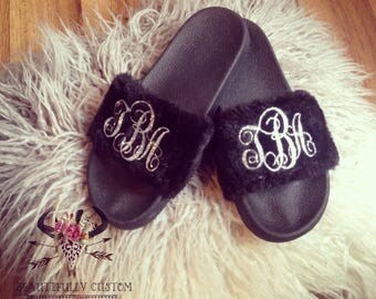 Monogram slippers | Etsy