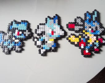 Riolu Lucario Mega Lucario Pokemon Perler Bead Fuse