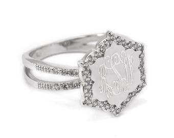 Monogram ring | Etsy