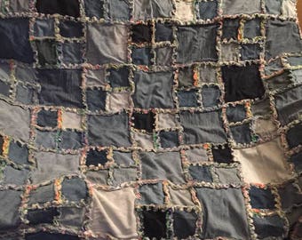 Denim rag quilt tutorial PDF pattern picnic blanket