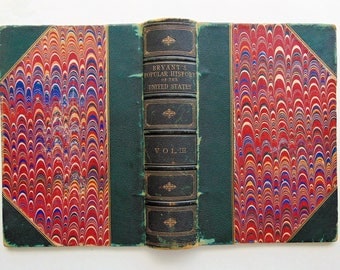 Marbled Paper Antique Books Journal Supplies & More by RedCottage
