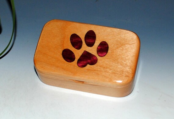 Wood Trinket Box – Paw Print Heart – Purple Heart & Alder – Jewelry Box ...