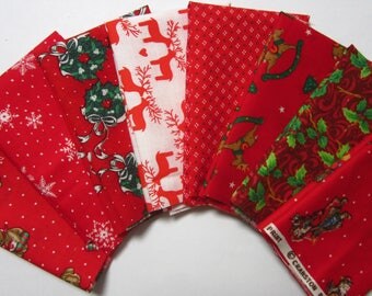 Red christmas fabric | Etsy