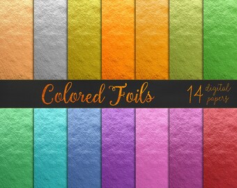 Colorful Foil Digital Paper Wrinkled Foil Backgrounds Bright